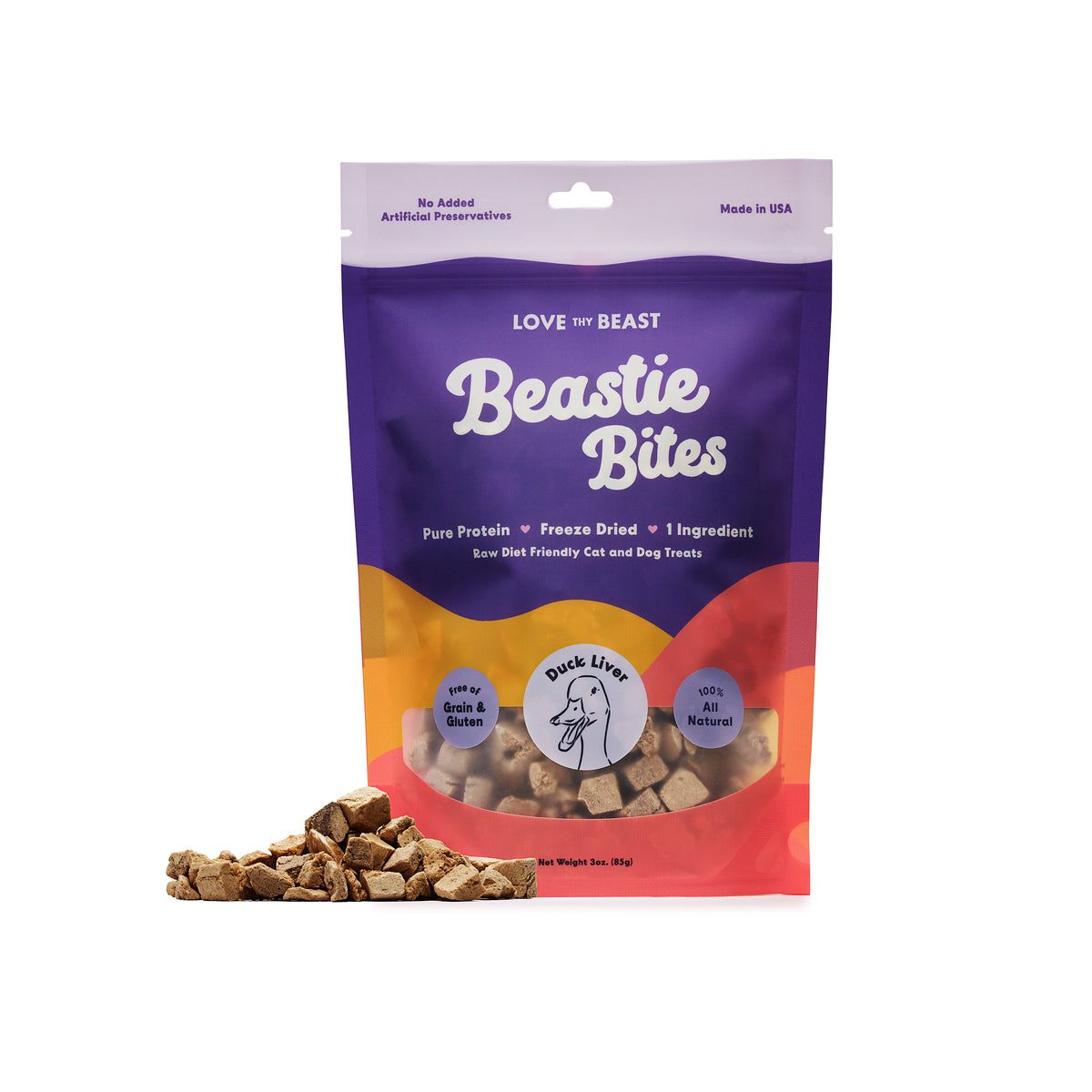 Freeze-Dried Duck Liver Dog & Cat Treat, 3-oz bag – LoveThyBeast